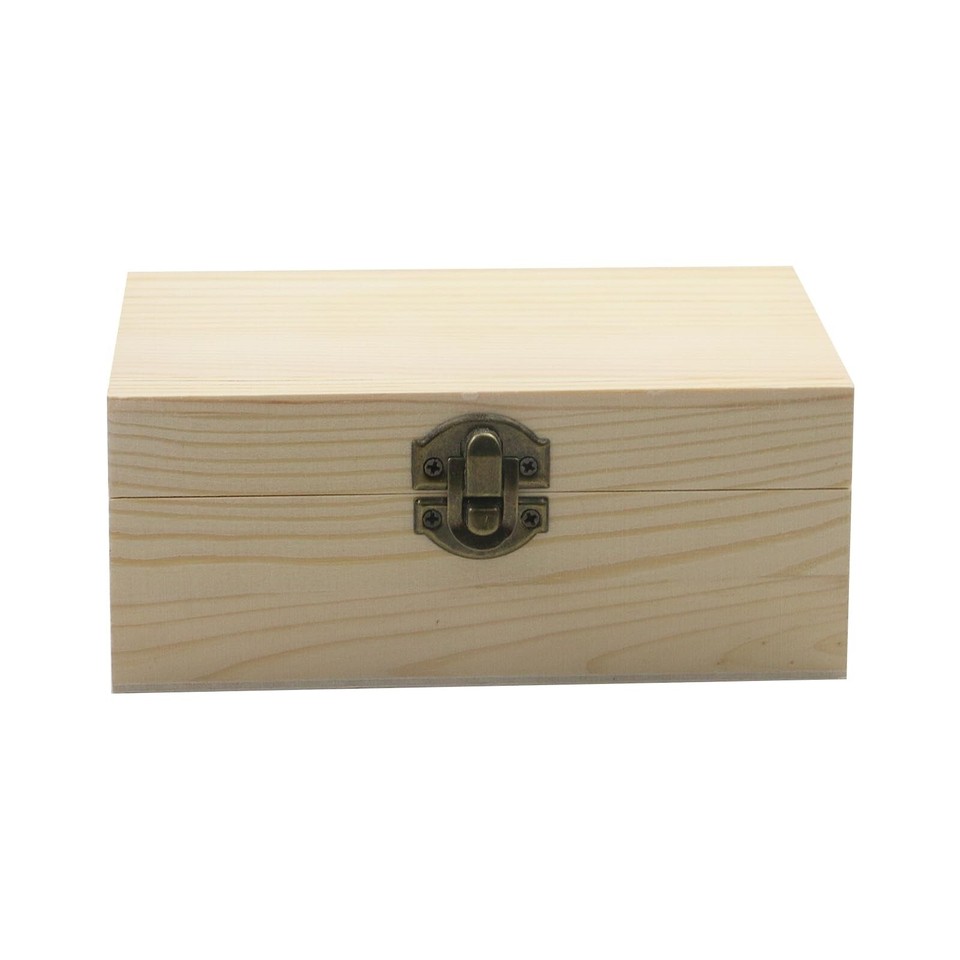 Cuboid 5.86"x3.9" Unfinished Wooden Box Natural Pine Wood DIY Craft ...