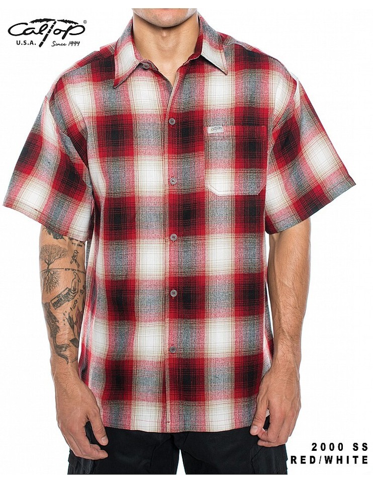 CALTOP OLD SCHOOL FLANNEL VETERANO SHORTSLEEVE SHIRT PLAID SM-5X ...