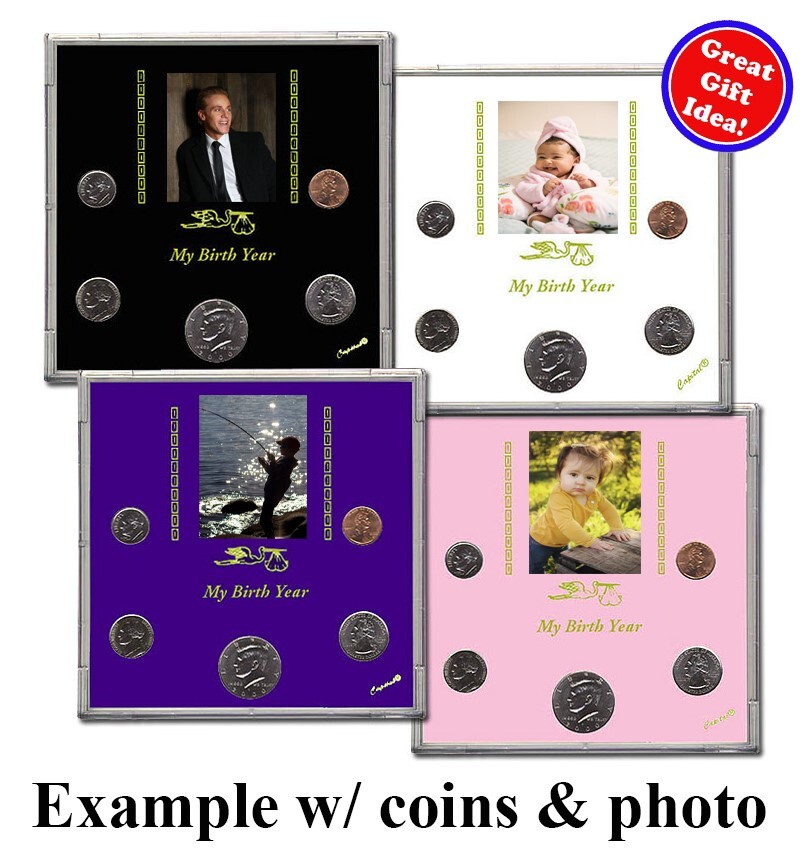 Baby Born Gift Capital Holder Birth Year Coin Case Cent to Half $ w ...