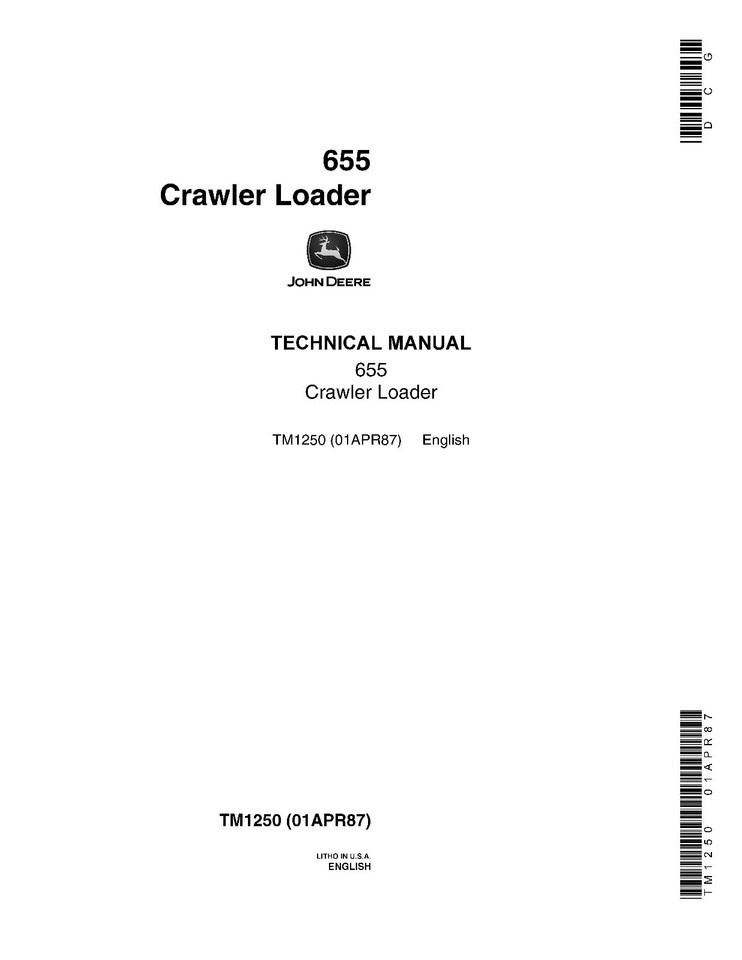 JD John Deere Technical Manual Crawler 655 loader SERVICE REPAIR CD ...