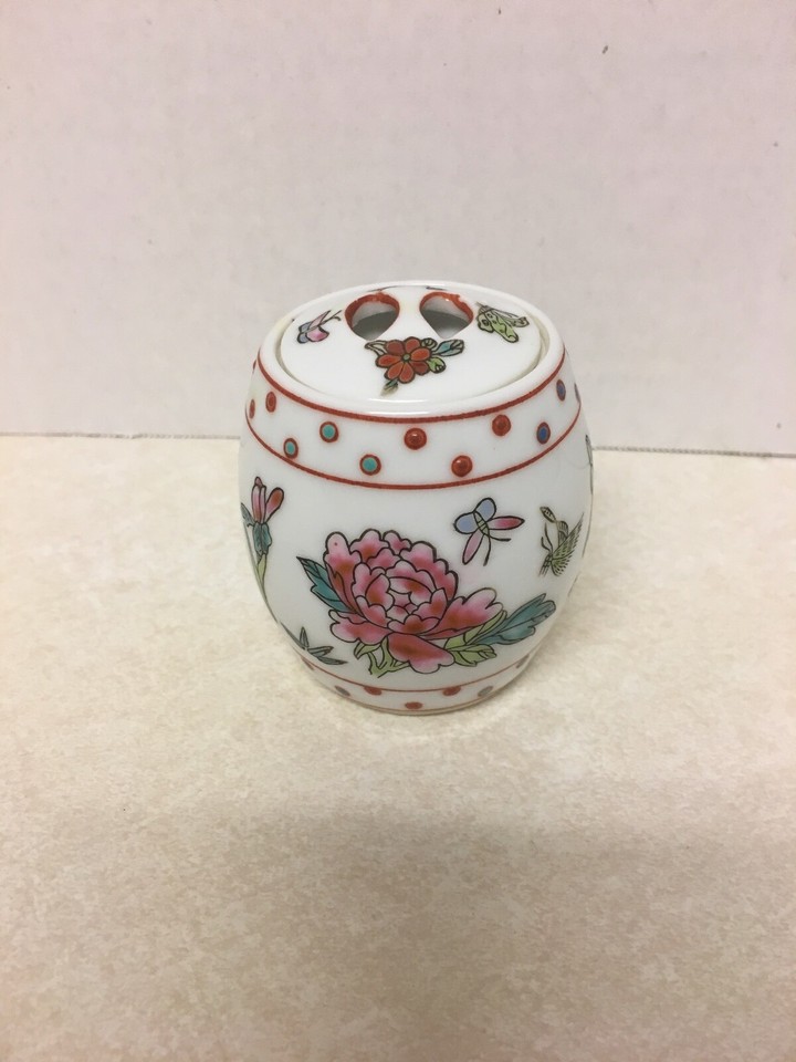 Vintage Porcelain Chinese Barrel Shaped Covered Trinket Box | eBay
