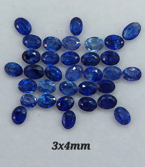 5 Pieces 3x4 & 3x5 Mm Natural Blue Sapphire Oval Shape Faceted Cut ...