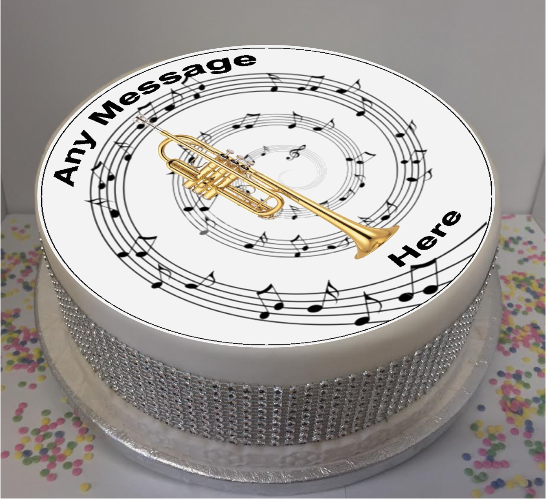 Personalised Trumpet & Music Notes 8" Icing Sheet / Cake Topper | eBay UK