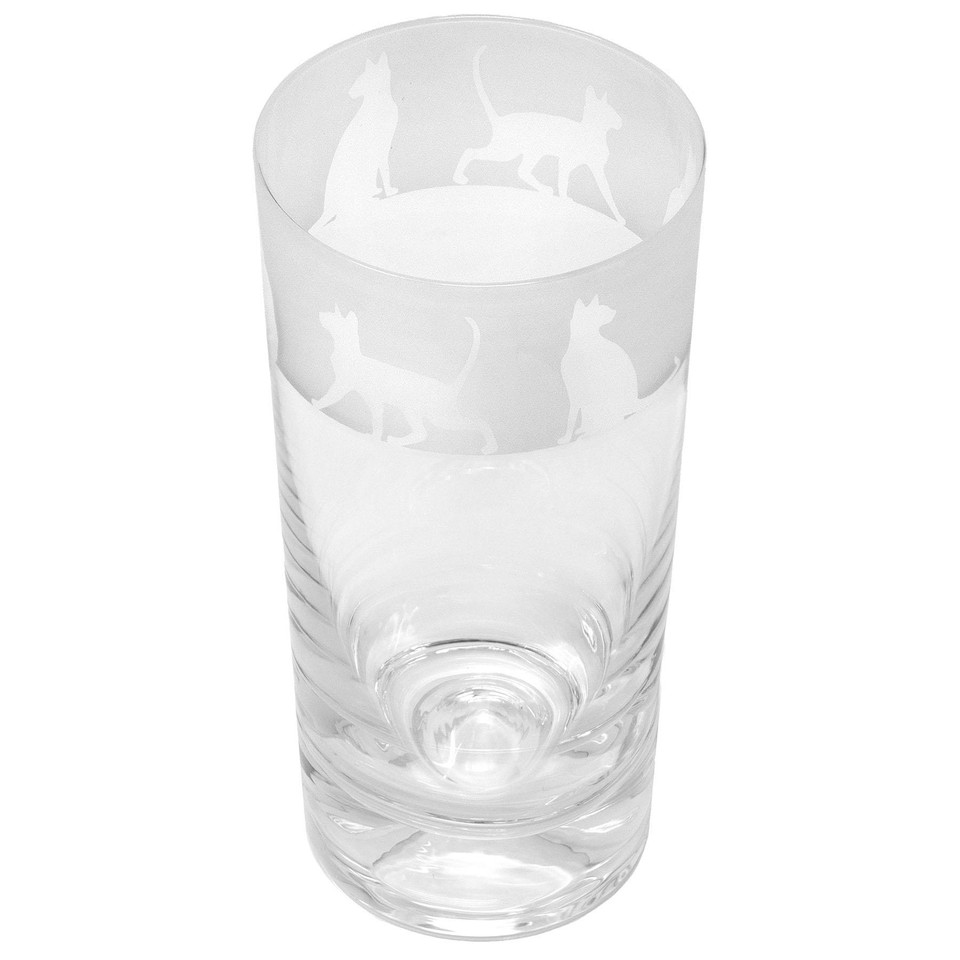 Highball Glass Decorated Siamese Cat Sandblast Animal Drink Tumbler ...
