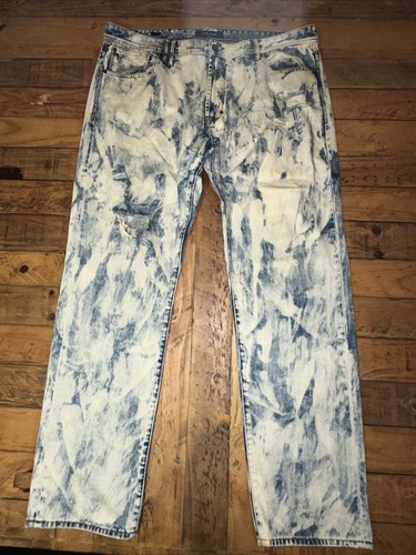 AKOO No Rivals Jeans Mens Size 42W 34L Bleached Paint Hip Hop Baggy | eBay