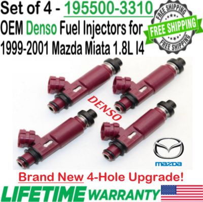 OEM DENSO x4 NEW 4-Hole Upgrade Fuel Injectors for 1999-2001 Mazda ...