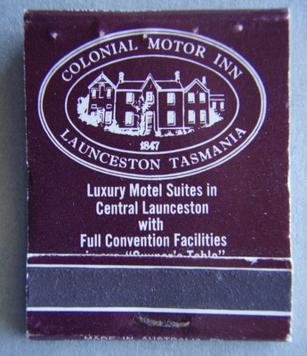 Colonial Motor Inn Launceston Tasmania 316588 Quill and Cane Matchbook ...
