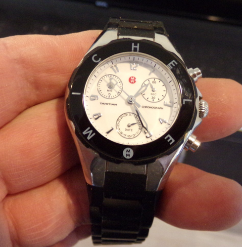 Women's MICHELE Tahitian Chronograph Watch w/ New Battery - Works Great ...