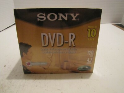 SONY DVD-R 4.7GB 120 MINUTE RECORDABLE DVD 10DMR47L4 NEW 10 PACK | eBay