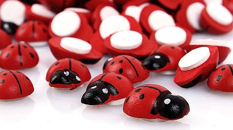 Small RED LADYBUG Stick-on Wood Craft Pieces 1/2" x 3/8" (12mm ...