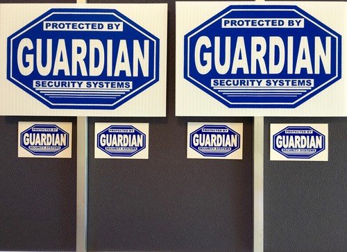 2 Guardian Security Signs + 2 Stakes + 4 Decals - SECURITY SIGN- #PS ...