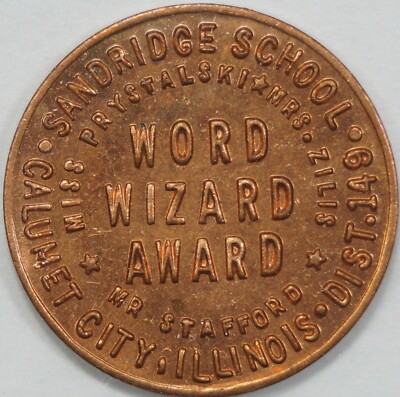 Sandridge School Calumet City Illinois Word Wizard Award Token, Eagle ...
