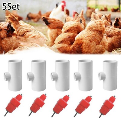 5 Pack Poultry Drinking Nipples Chicken Hen Automatic Water Drinker ...