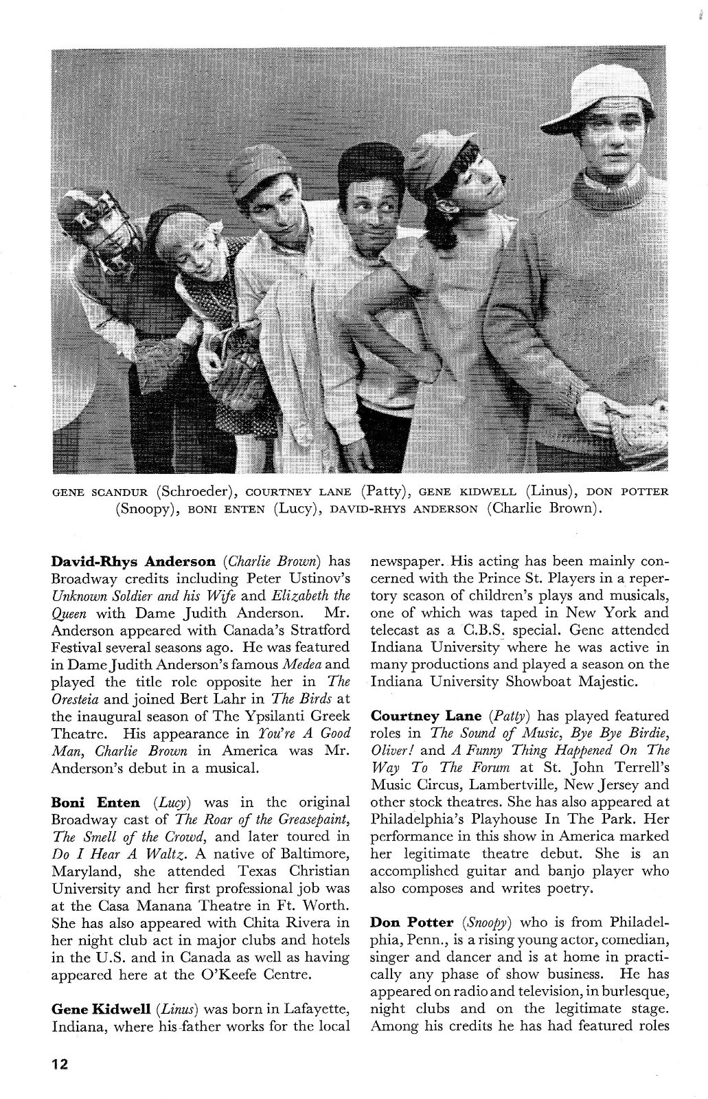 Clark Gesner's "YOU'RE A GOOD MAN CHARLIE BROWN" Boni Enten 1968 London ...