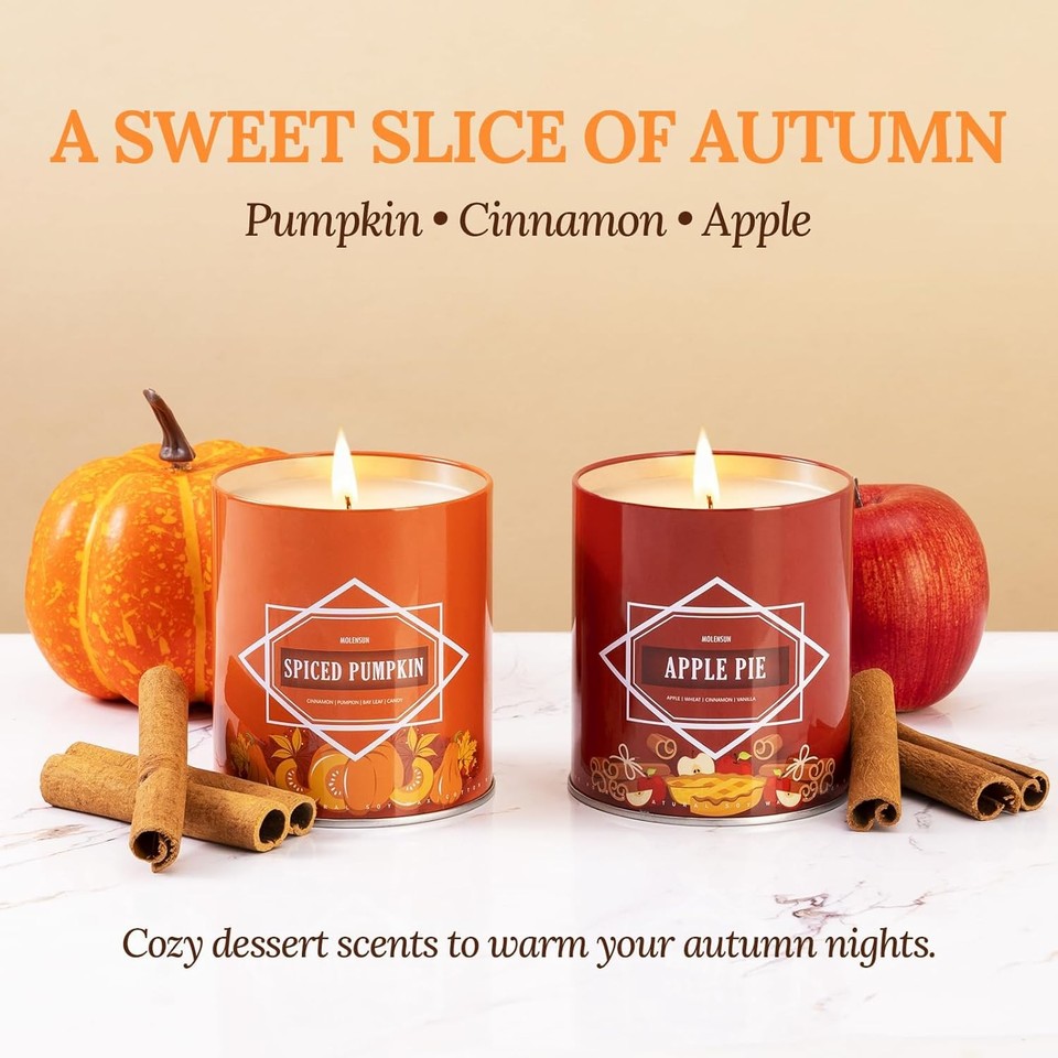 Fall & Winter Candles Gift Set – 54oz (6×9oz) Soy Candles with Seasonal ...