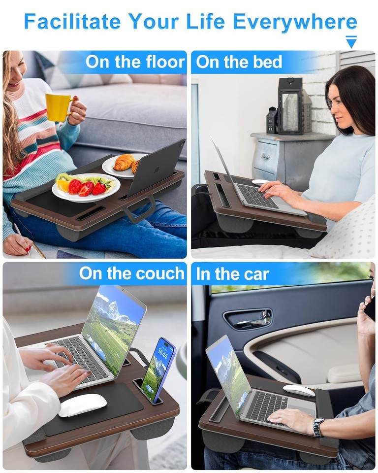 Laptop Lap Desk, Portable Large Laptop Desk for Bed, Up to 17 in Lap ...