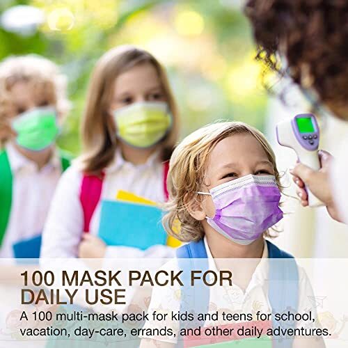 SUNCOO Kid Face Mask Pack of 100 3-Ply Protective PPE Disposable Mask ...
