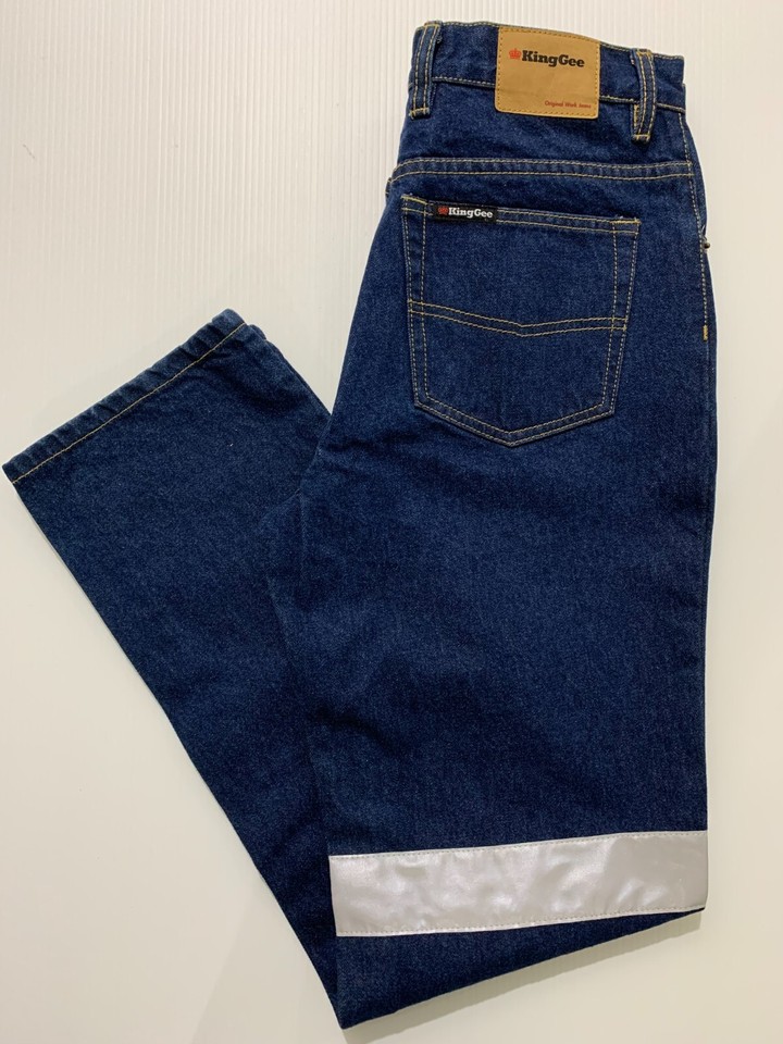 KingGee Men's Reflective Work Jean Stonewash Size 87R Style K53030 LIKE ...
