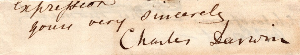 Charles Darwin - RARE Full Ink Signature - Father of Theory of ...