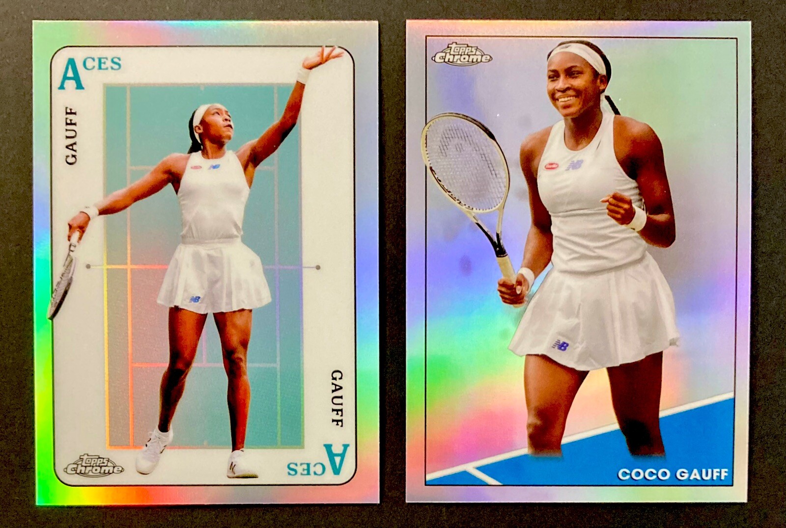 (2)-2021 Topps Chrome Coco Gauff Refractor RC Rookies #100 & #ACE-5 ...