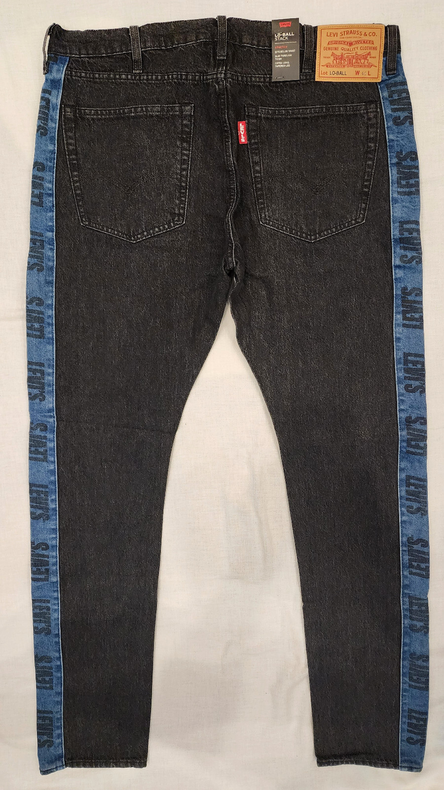 Levis Mens Lo-Ball Stack Tapered Slim Fit Knee Rip Stretch Jeans W40 ...