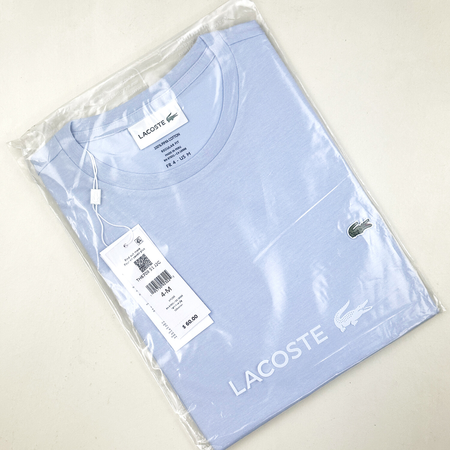 *NEW* Men Lacoste Crew-Neck Pima Cotton Jersey T-shirts BLUE (TH6709 ...