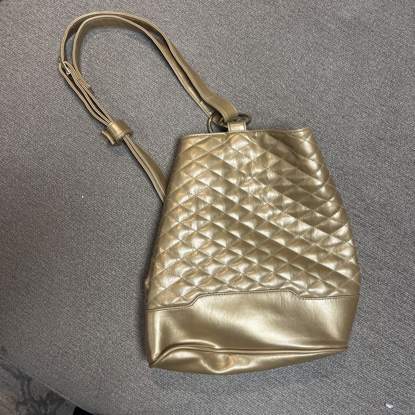 Vintage Bechamel Gold Quilted Faux Leather Purse Backpack | eBay