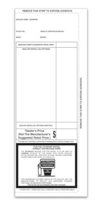 Addendum Stickers (Adhesive) - 4-1/4"W × 11"L Car Dealer Self-Adhesive ...