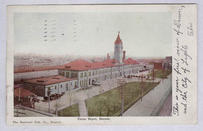 1906 DENVER CO UNION DEPOT (TRAIN STATION ) EARLY VIEWS 2 OLD POSTCARDS ...