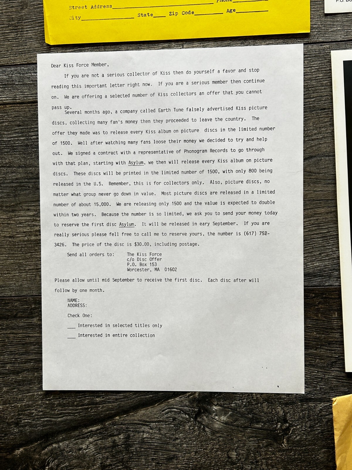 KISS Fan Club Kit KISS FORCE Fanzine Magazine 18pc Lot 1986 USA Vintage ...