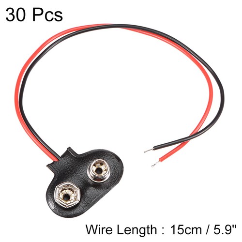 30pcs DC 9V Battery Clip Soft Buckle Connector Lead Wire 15cm Long | eBay