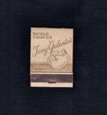 RARE TONY GALENTO restaurant boxing GOLD version matchbook matchcover ...