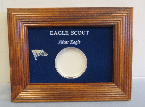 Silver Eagle "EAGLE SCOUT" Oak Frame. NO COIN | eBay