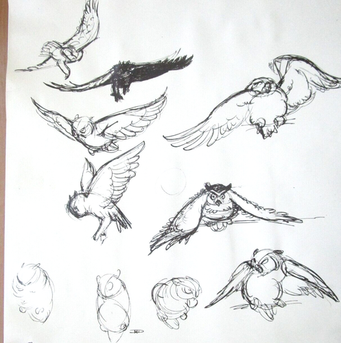 1942 BAMBI WALT DISNEY OWL ORIGINAL PRODUCTION cel drawing PHOTO MODEL ...