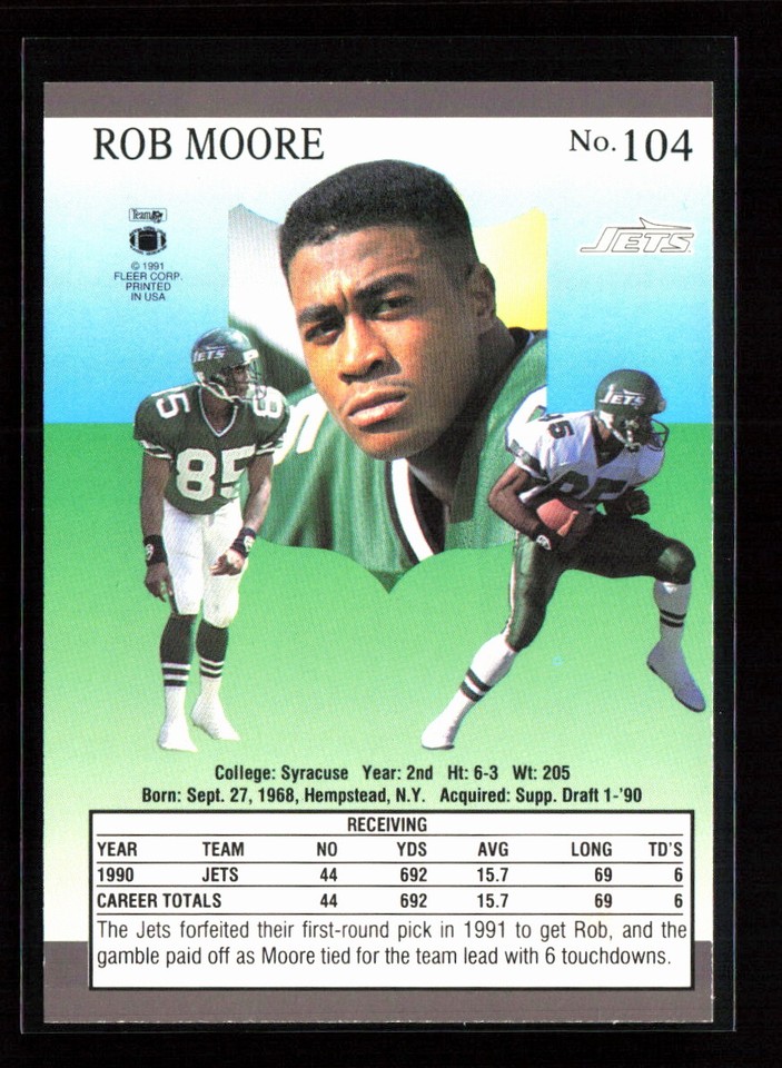 1991 Ultra #104 Rob Moore New York Jets | eBay