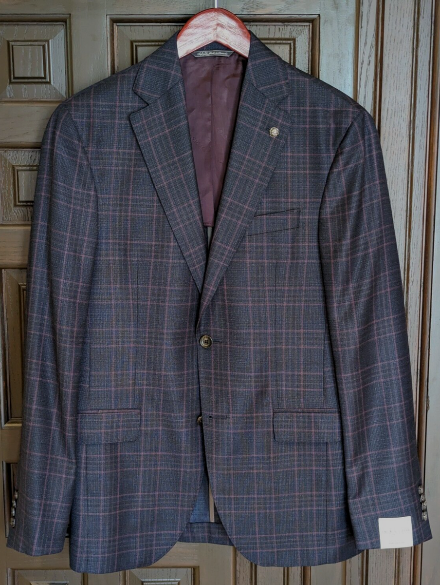 JACK VICTOR Midland Super 130's Wool Navy Plaid Sport Coat JACK VICTOR Midland Super 130's Wool Navy Plaid Sport Coat