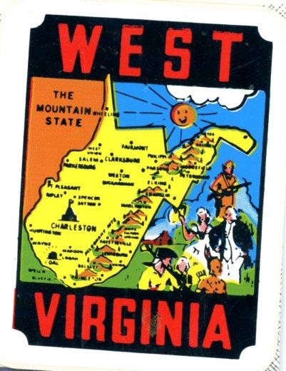 VINTAGE WEST VIRGINIA VINYL PRESSKAL SOUVENIR STATE TRAVEL DECAL ...