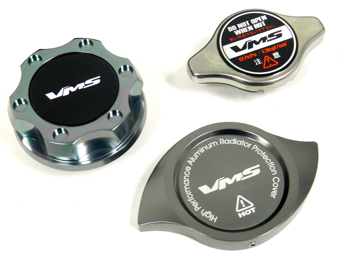 VMS RACING OIL CAP + RADIATOR CAP + BILLET COVER GUNMETAL MITSUBISHI B ...