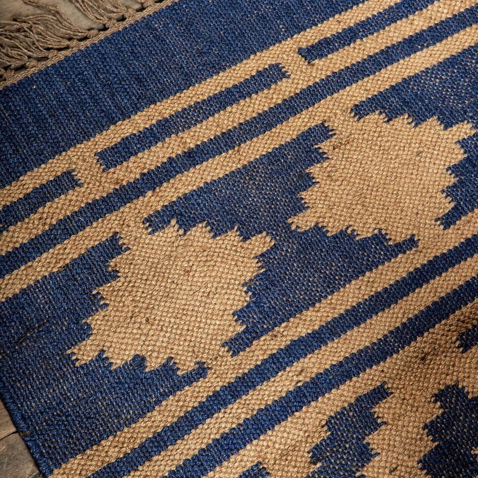 Rectangle Rug Modern Wool Jute Area Hallway Rug Kilim Vintage Accent ...