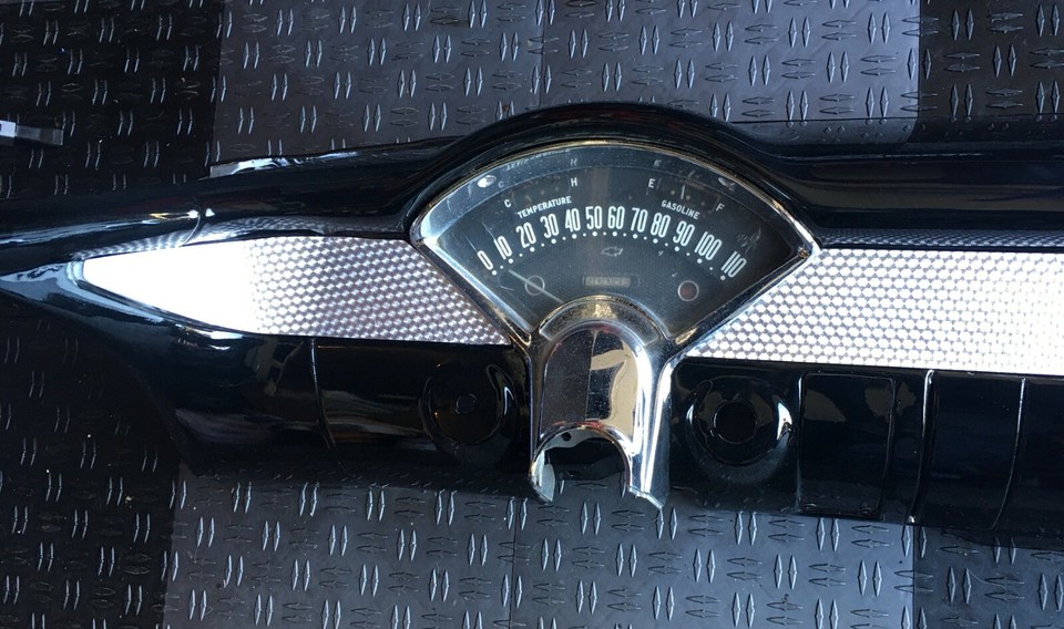 55 56 CHEVY Gasser Dash Dashboard Decal Kit Small Engine Turned Silver ...