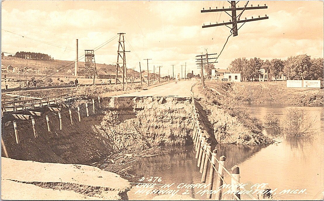 Iron Mountain Michigan RPPC Cave-In at Chapin Mine Pit Mining Scene ...