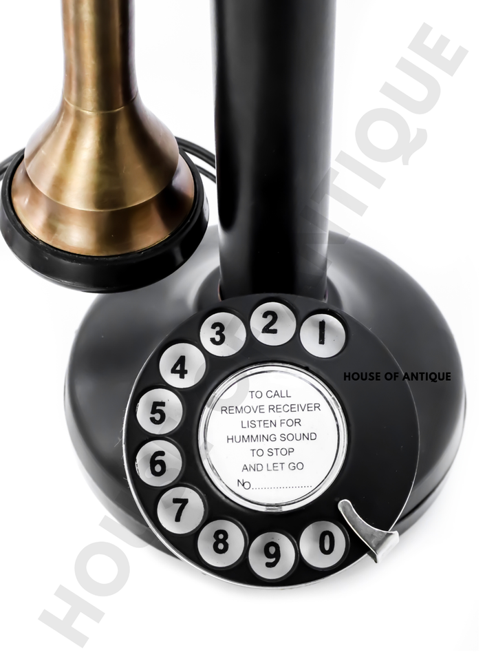 Vintage Candlestick Telephone Brass & Iron Black Decorative Antique ...