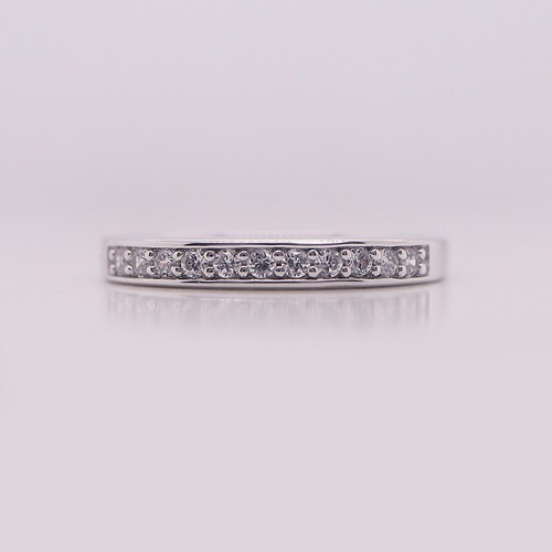 HSN Sterling Silver Round Cut Cubic Zirconia Half Eternity Wedding Ring ...