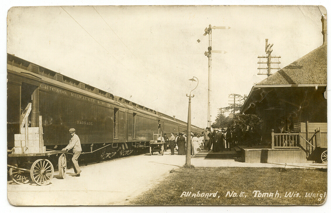 RPPC Wisconsin Tomah Railroad Station Depot with Train | eBay