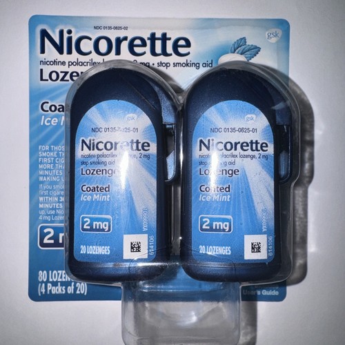Nicorette Coated Ice Mint Lozenges 2mg - 80 Count Exp 10/2027- 4 Vials ...