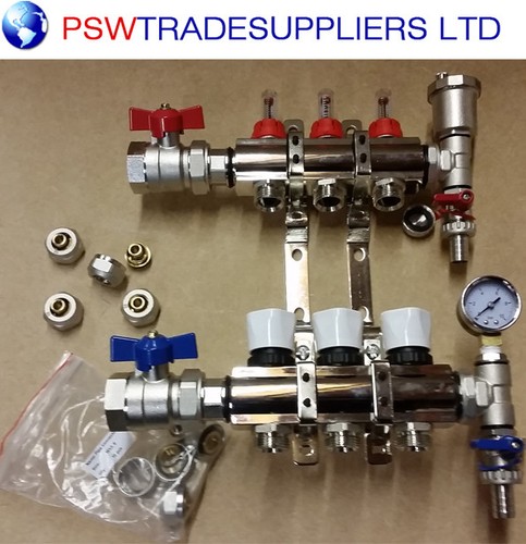 3 ZONE MANIFOLD FOR UNDERFLOOR HEATING PIPE CONNECTIONS 15MM 16MM | eBay