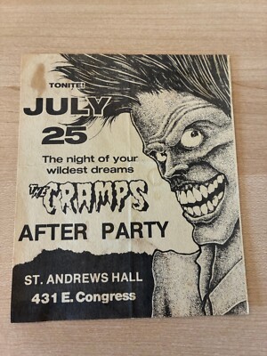 Vintage Punk Flyer The Cramps After Party July 25 1986 St. Andrews Hall ...