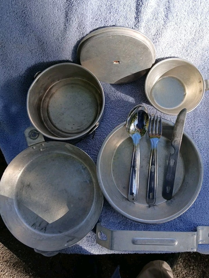 Vintage Boy Scout Girl Scout Aluminum Mess Kit Camping Frying Pan Pot ...