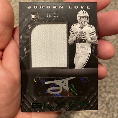 2020 Panini Black Green Jordan Love RPA RC Rookie Patch Silver AUTO 18/ ...