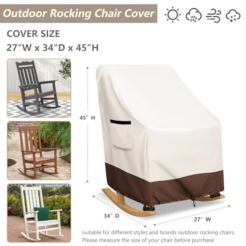 Outdoor Rocking Chair Cover,600D Heavy Duty 100% Waterproof Patio ...